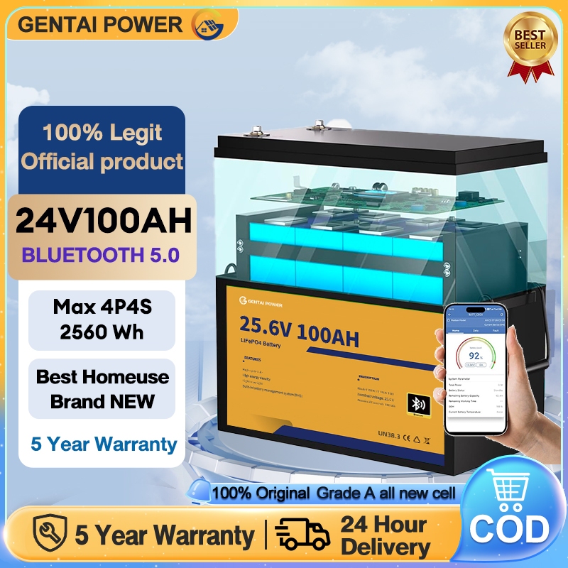 GENTAI POWER LifePo4 Battery 24V 100AH 2560Wh Lithium Battery 12V ...
