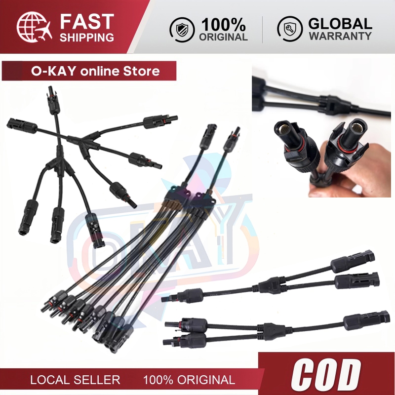 MC4 Branch Y Adapter Cable Connectors - M/M/F & F/F/M for Solar Panel ...