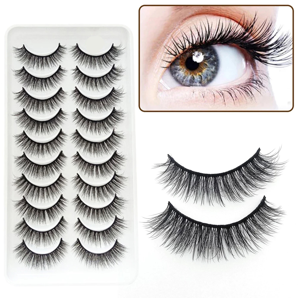 10Pairs False Eyelash Natural Style 3D Fluffy Eyelash Extensions Soft ...