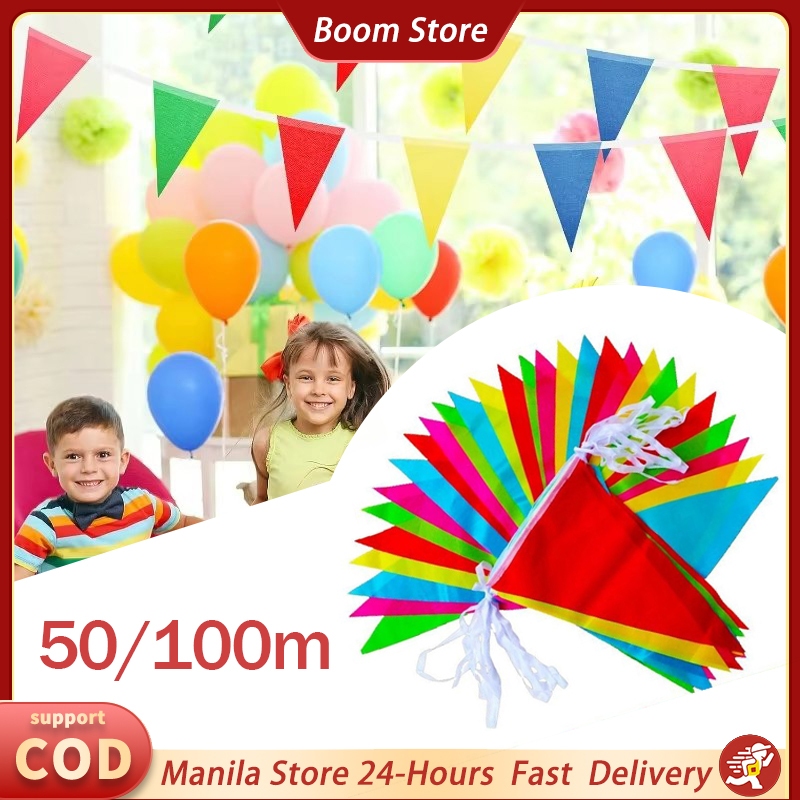 50/100M Colorful Fiesta Flag Triangular String Flags Fiesta Banderitas ...