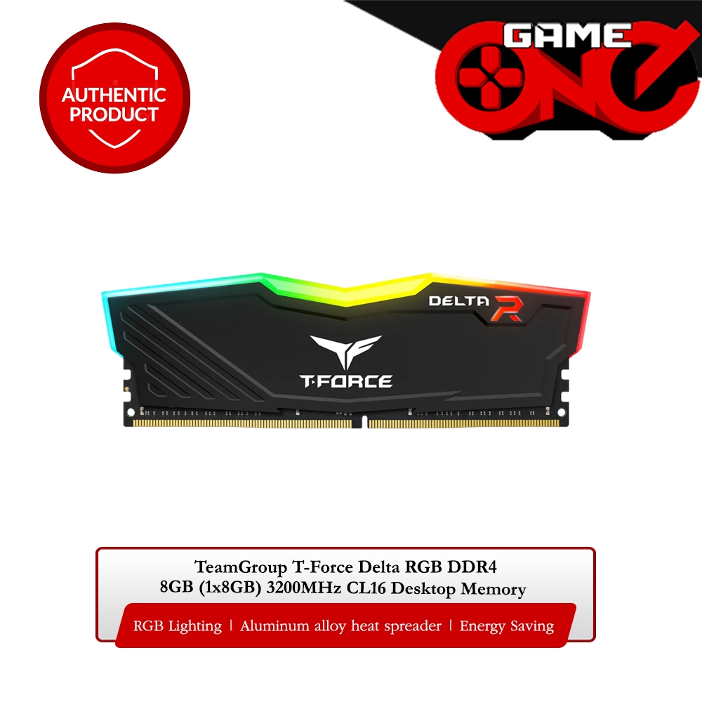 TeamGroup T-Force Delta RGB DDR4 8GB (1x8GB) 3200MHz CL16 Desktop ...