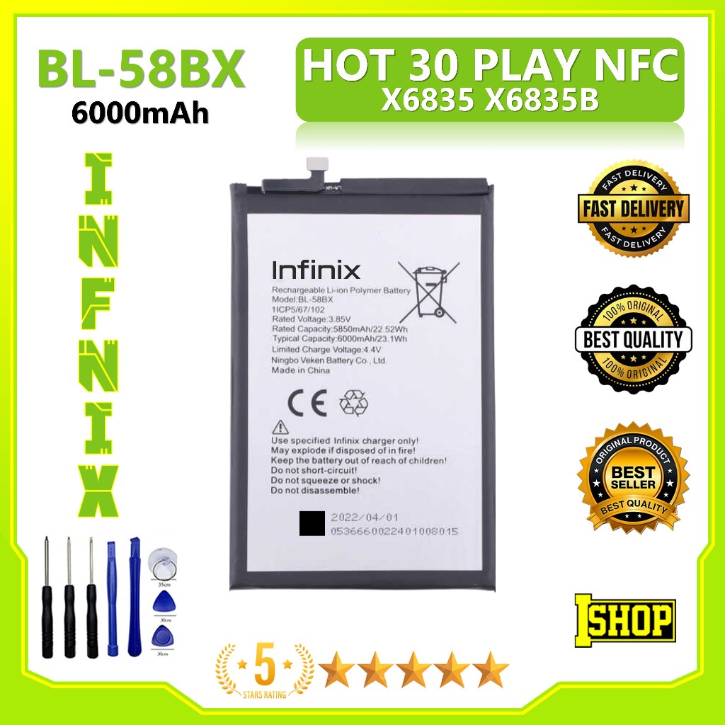 Ishop Battery for Infinix Hot 30 Play NFC | X6835B X6835 BL-58BX ...