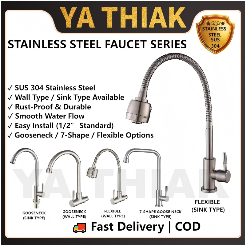 FLEXCO STAINLESS GooseNeck Faucet(GRIPO)–SUS 304 Long / Flexible / 7 ...