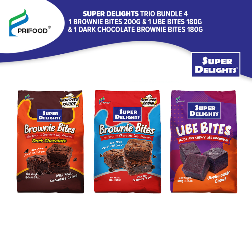 Super Delights Trio Bundle 4 - 1 Brownie Bites 200g & 1 Ube Bites 180g ...