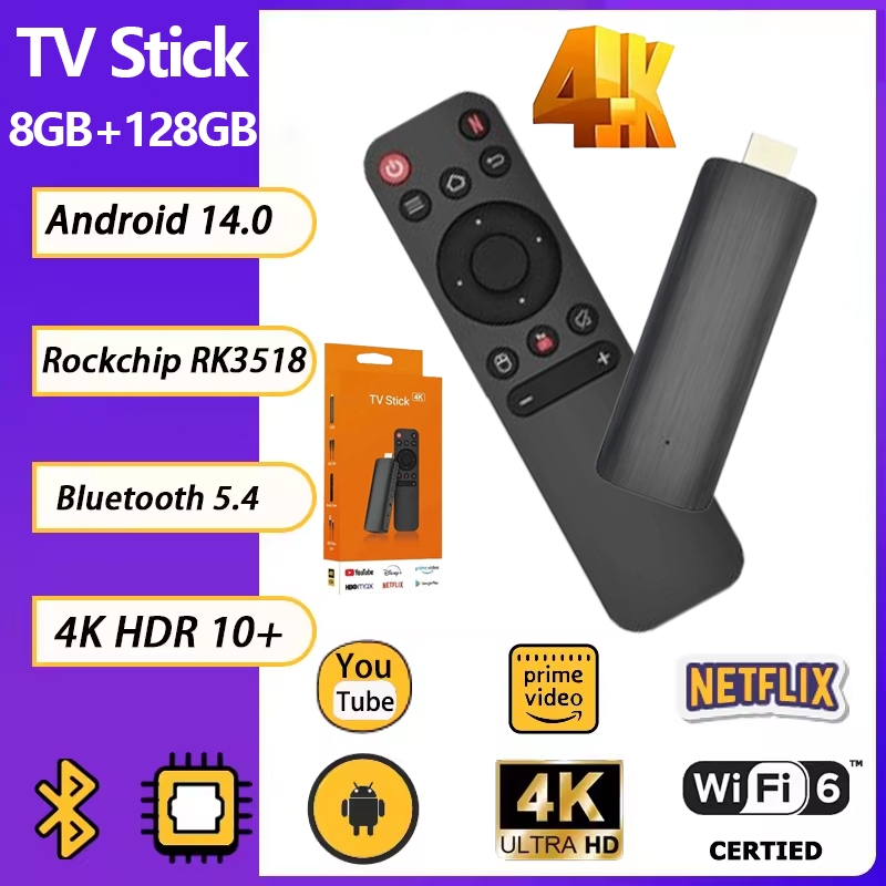 Android TV Stick 4K HD 1080P Smart TV Box 8GB+128GB WIFI For Google ...