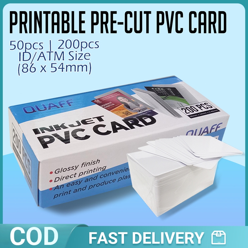 Quaff Printable PVC Pre-Cut Cards for Direct ID Printing (100pcs per ...