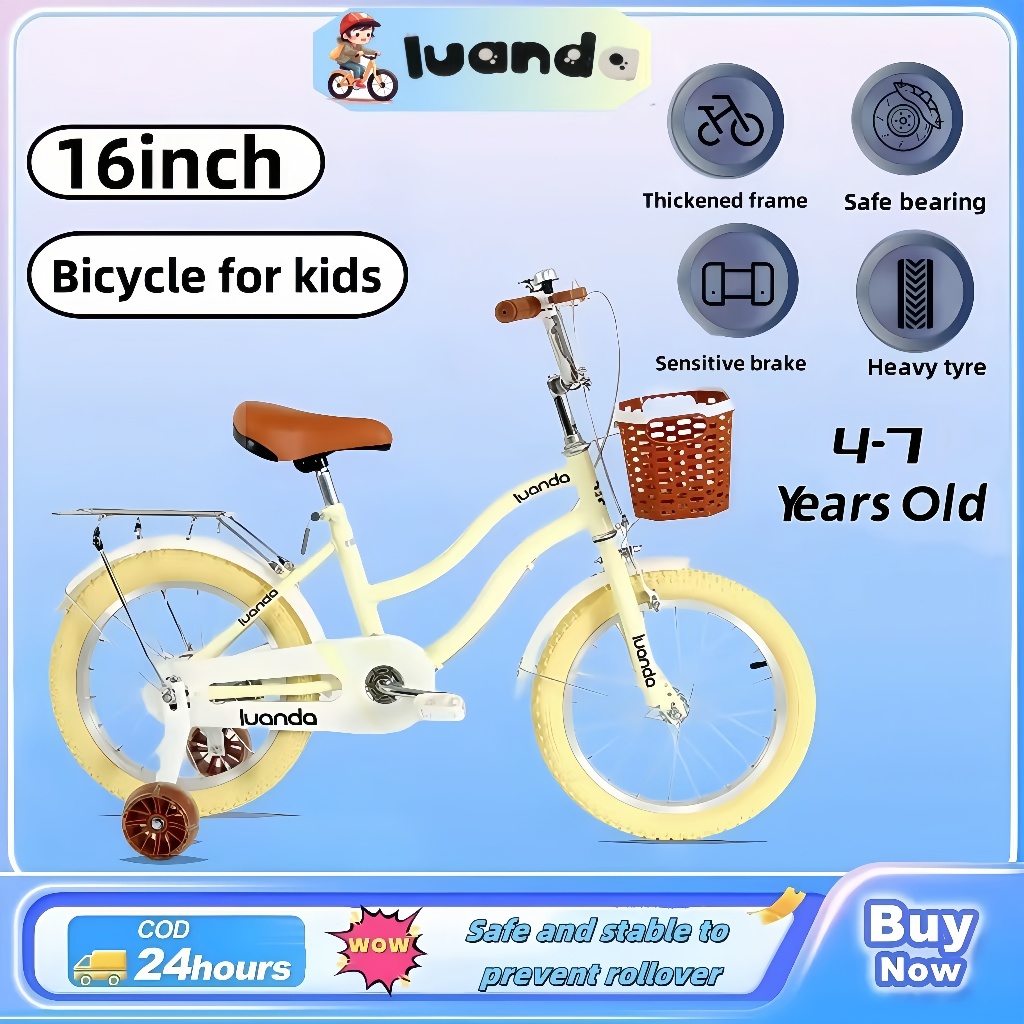 LUANDA Bike For Kids Girl With Front Basket Kids Bike For 12 /14/16" Inch Rubber Wheels On Stock ...