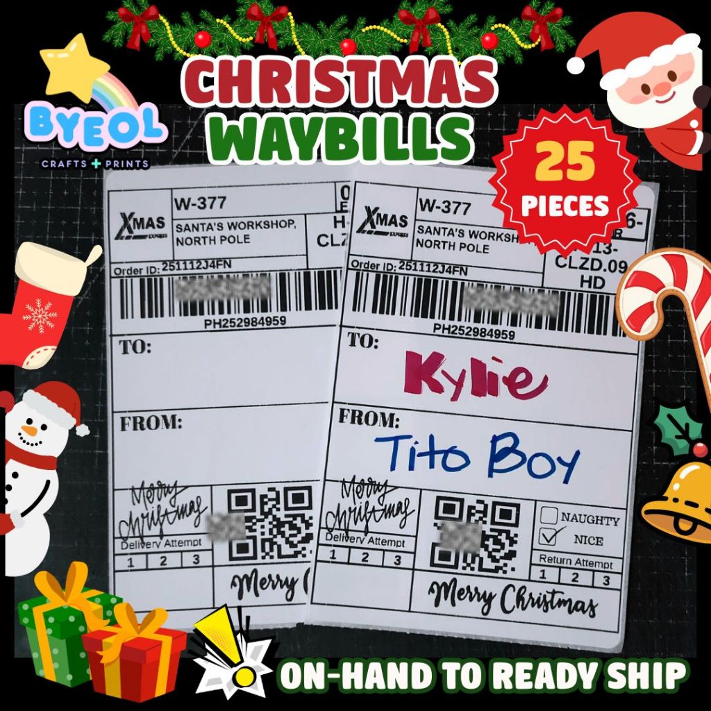 byeolprints CHRISTMAS WAYBILLS GIFT STICKERS (THERMAL PRINTED SAME AS ...