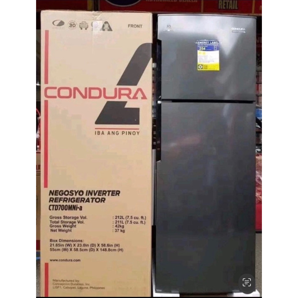 Condura two door inverter 7.5cu ft no frost refrigerator | Shopee ...