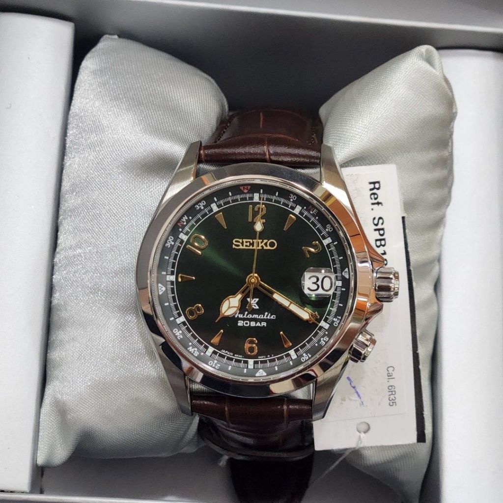 SEIKO Prospex Land Alpinist Green Dial SPB121J1 Silver Automatic Watch ...