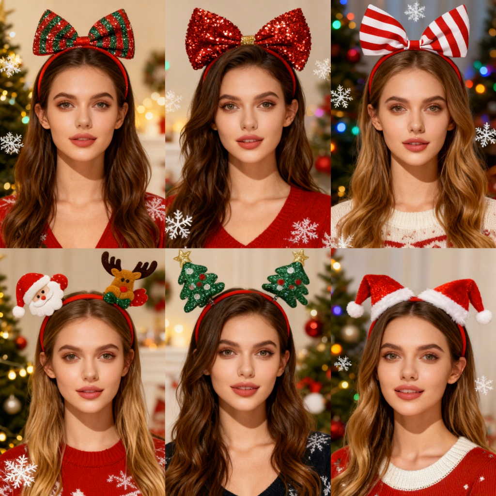 High-quality Christmas headbands cute Santa Claus reindeer snowman bear ...