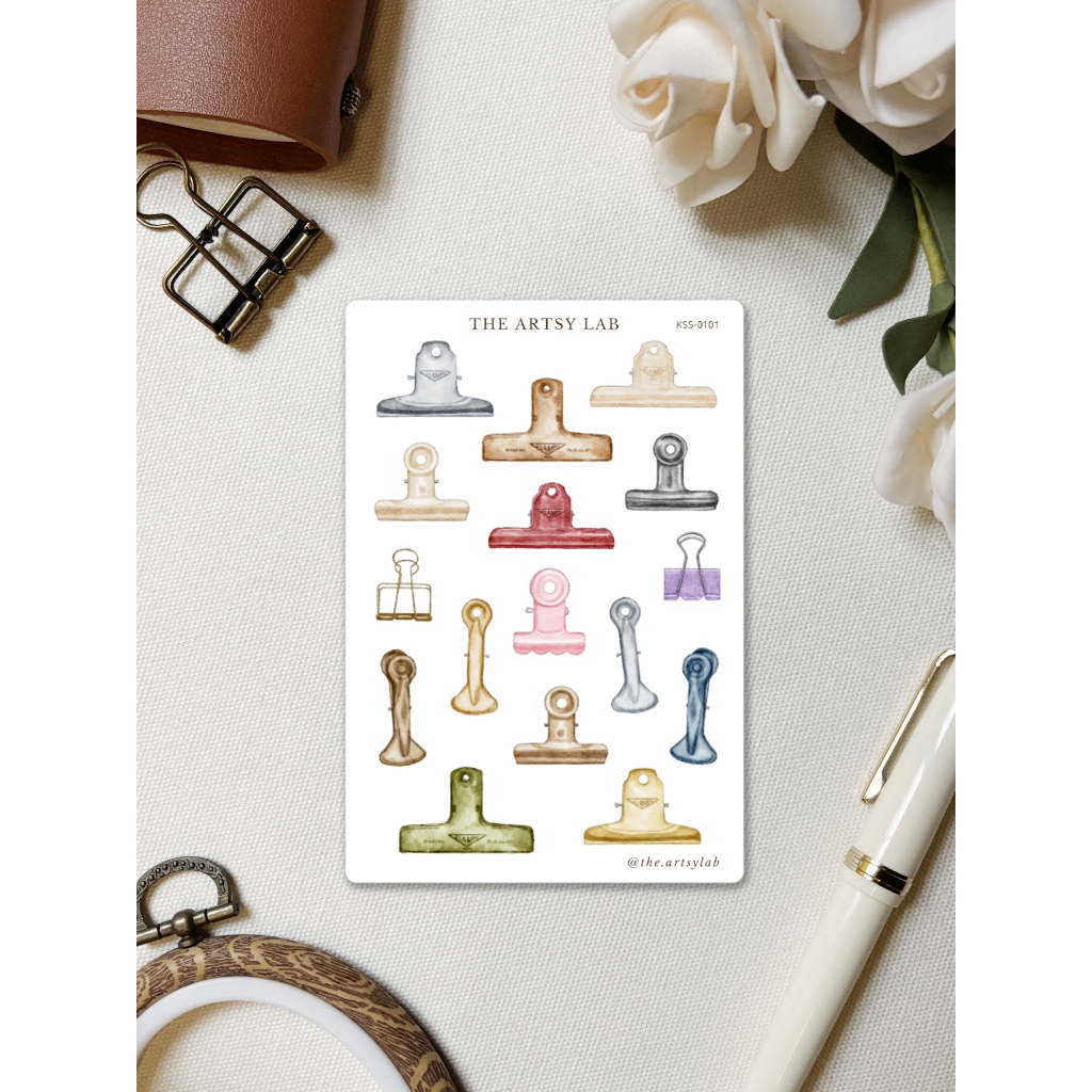 Clips & Clamps Deco Sticker Sheet, Planner and Journal Aesthetic ...