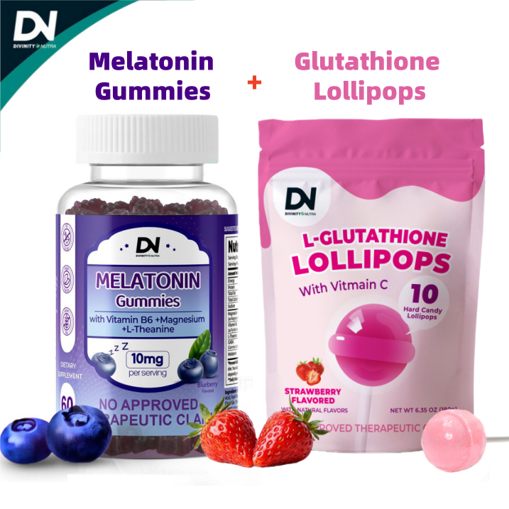 DN Melatonin Sleep Gummies Restful Sleep Aid 60pcs L-Glutathione Glow ...