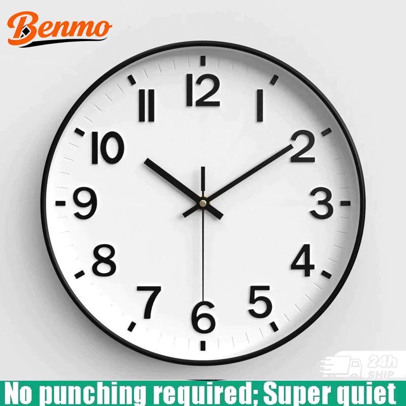 【COD】12inch Movement Modern Silent Jam Dinding Wall Clock Digital Home ...
