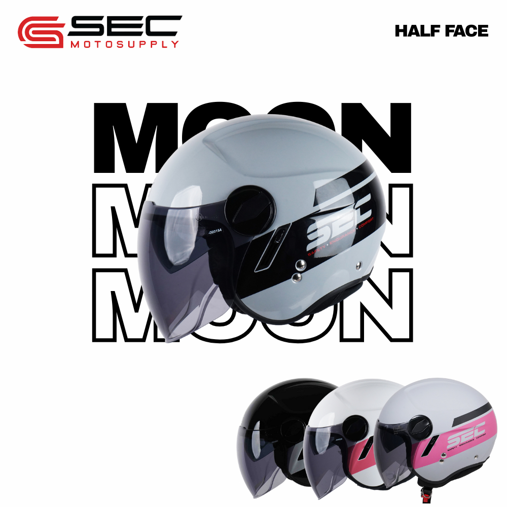 SEC Moon Half Face Motorcycle Helmet – Gloss/Matte Finish (M–XL ...