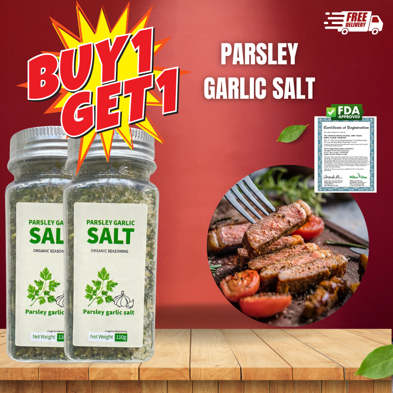 PARSLEY GARLIC SALT DIET FOOD "Golden" Spice For Healthy Meals (110g ...