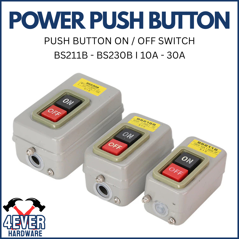 Power Push Button Switch 3 Phase 10A 15A 20A Push Button On Off Opening ...