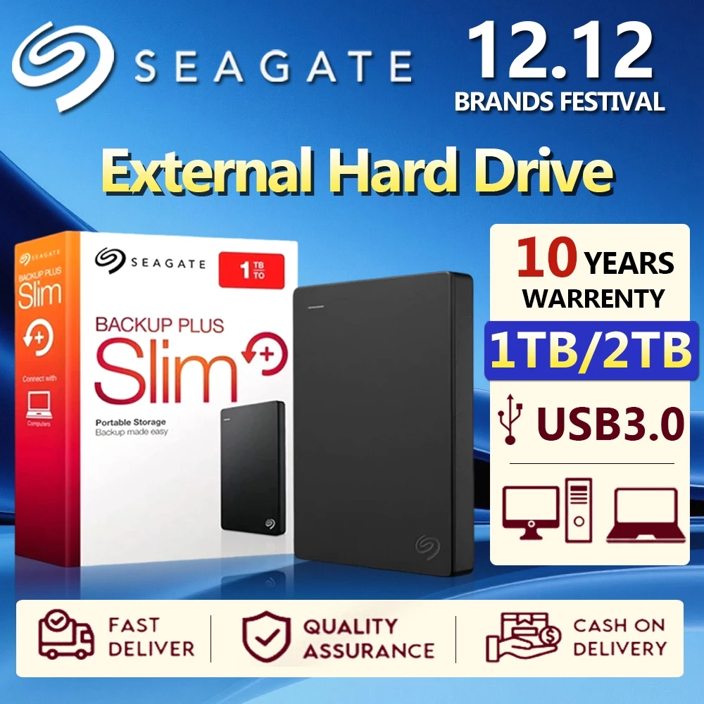 Seagate External Hard Drive One Touch 1TB/2TB USB 3.0 Slim Portable ...