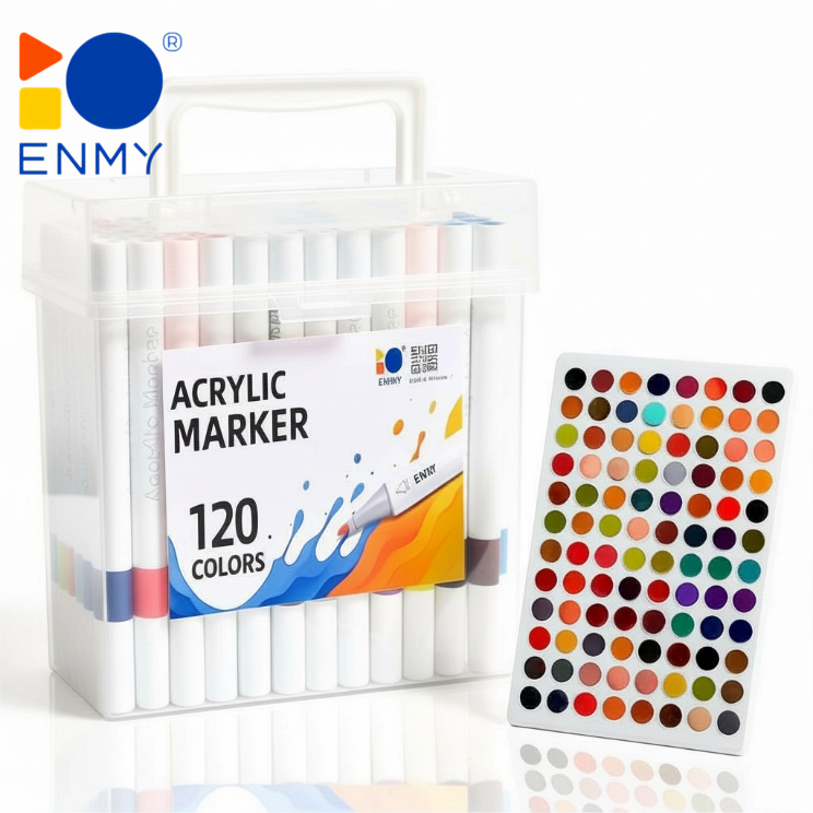ENMY 120 Colors Acrylic Markers Set Large Capacity Square Box Markers ...