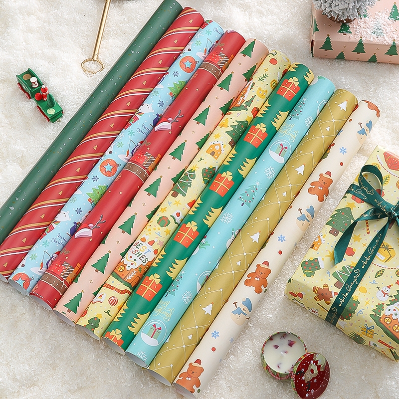 50 PCS Christmas Gift Wrapper Coated Glossy Designs Wrapping Paper High ...