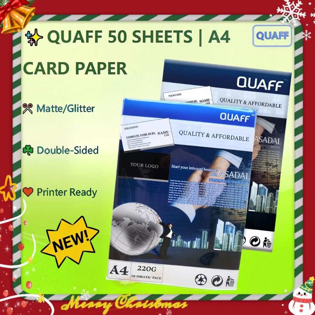 QUAFF A4 Calling Card Paper - 50 Sheets | Double-Sided Matte/Glitter ...