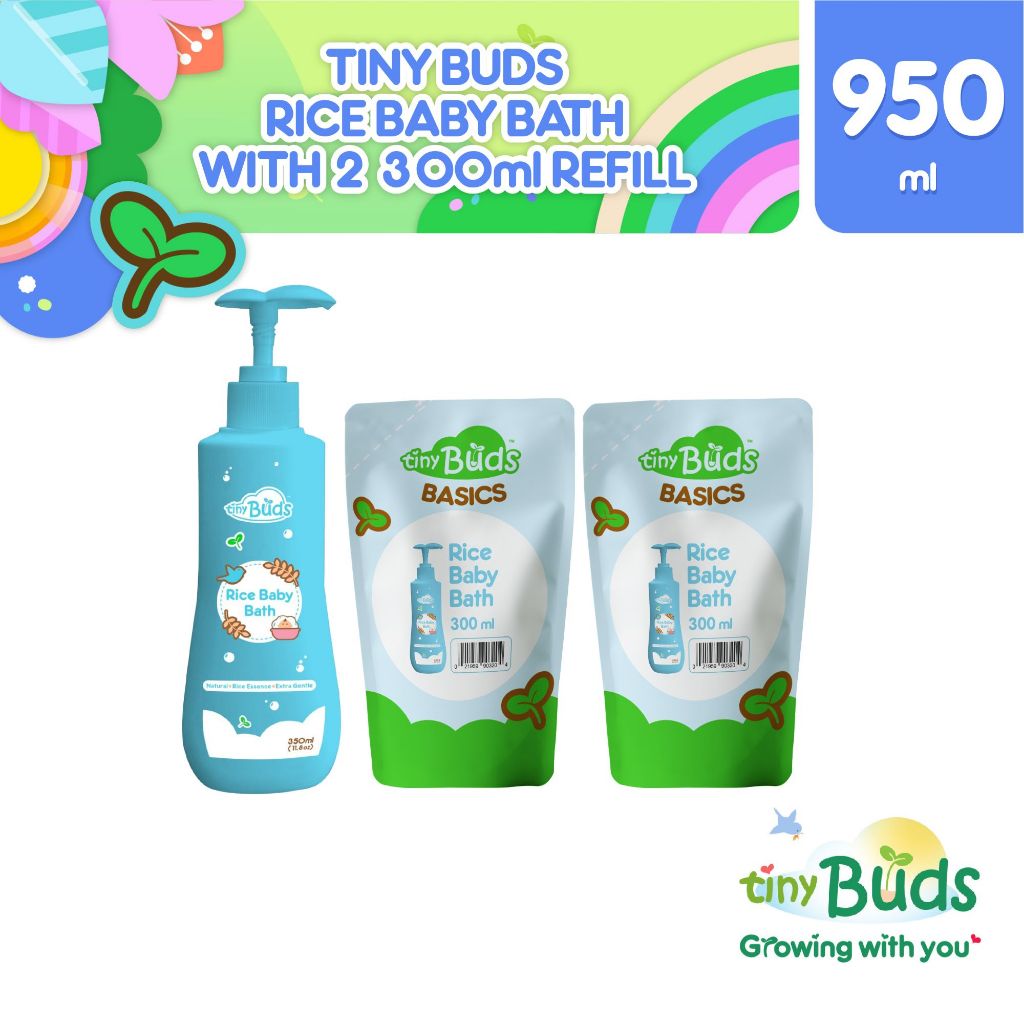 Tiny Buds Baby Bath Bottle 350ml with 2x 300ml Refills | Shopee Philippines