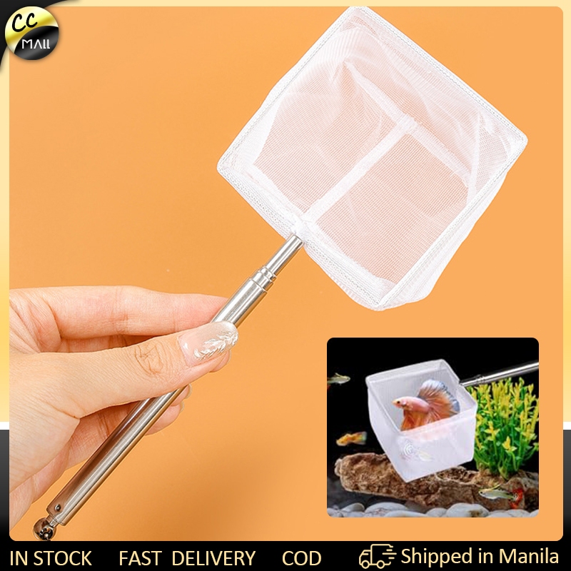 Stainless Steel Aquarium Fish Net Retractable Extendable Handle Square ...