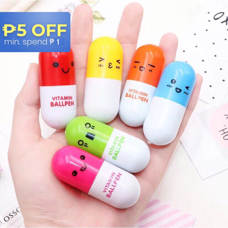 Creative Cute Ballpen Emoji Pills Fold Pen Capsule Shaped Colorful ...