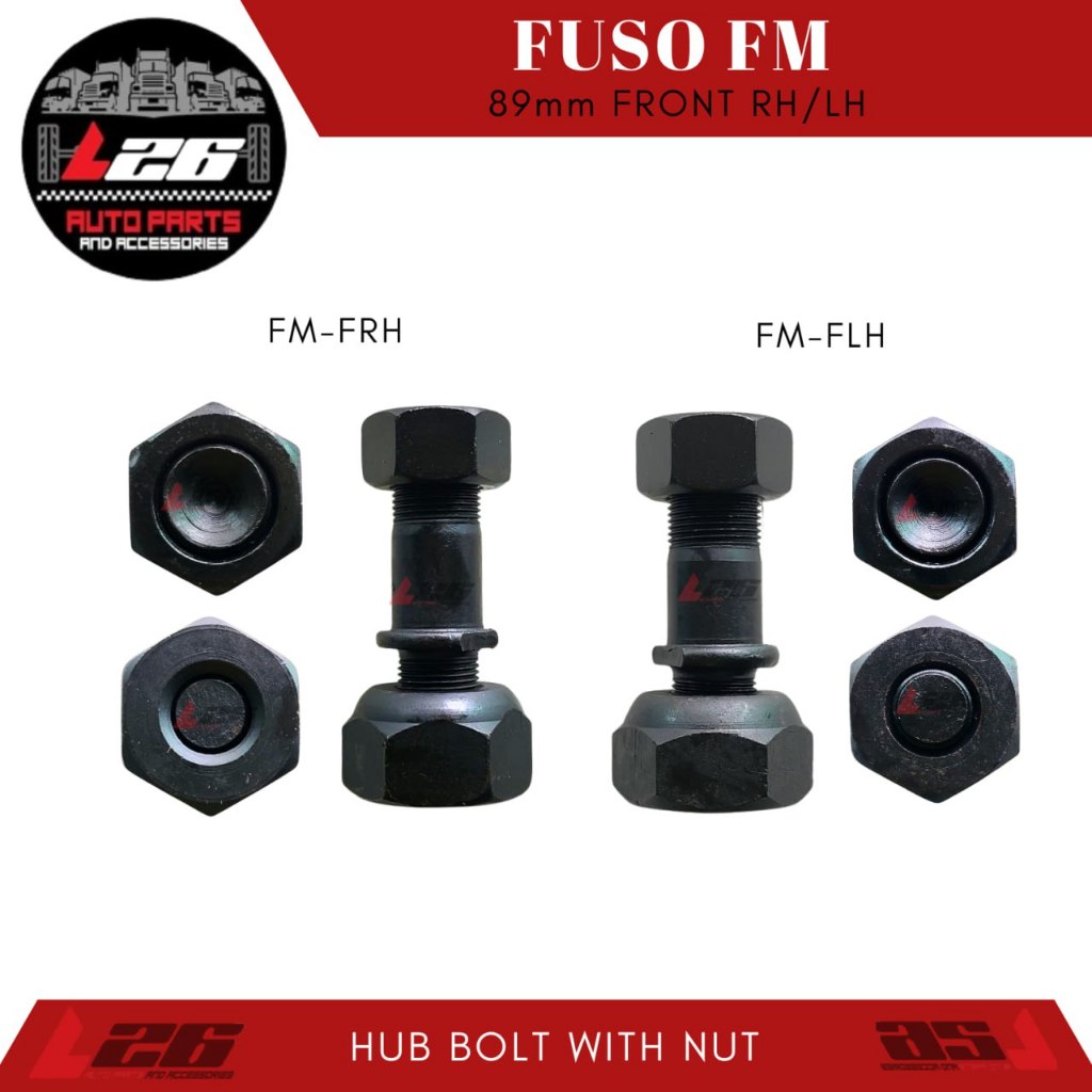 Mitsubishi Fuso FM 89mm Front HUB BOLT WITH NUT STUD WHEEL HUB DRUM RH ...