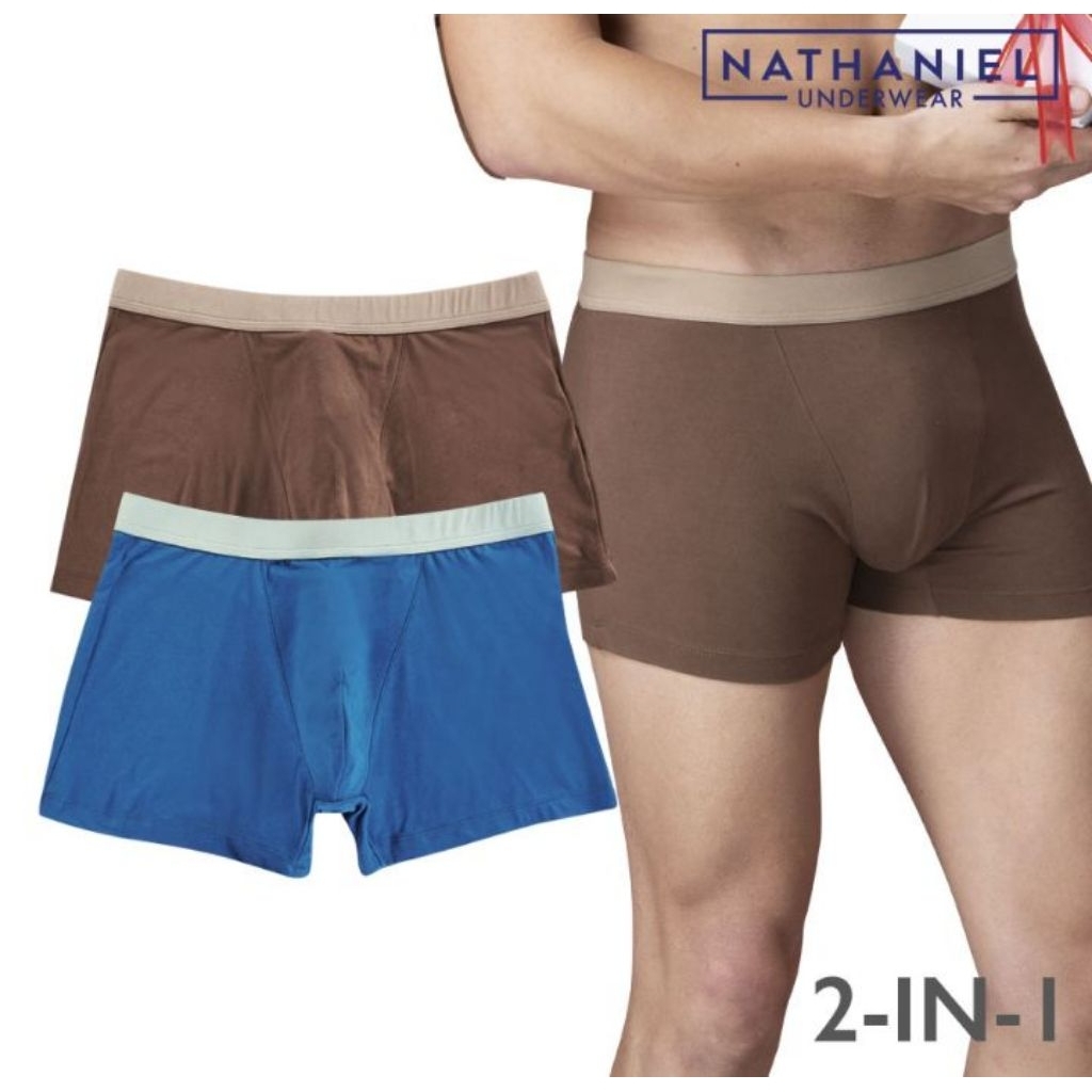 Natasha Ethanlee Men's 2in1 Boxer Brief, Material: Plain 95% Polyester ...