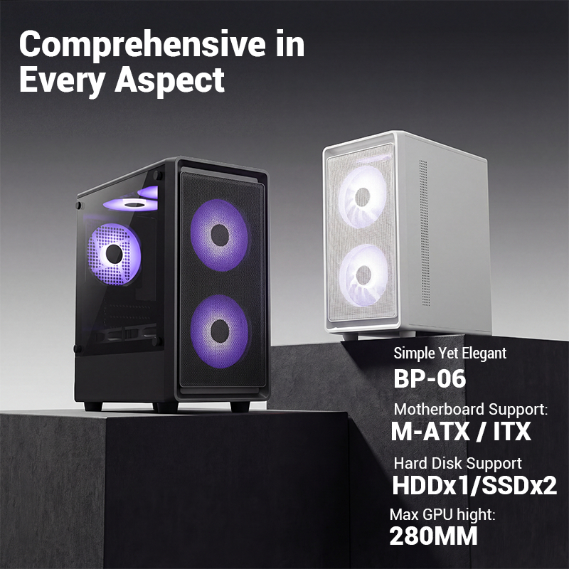 Esgaming BP06 Gaming Computer Case With Tempered Glass Panel Micro ATX ...