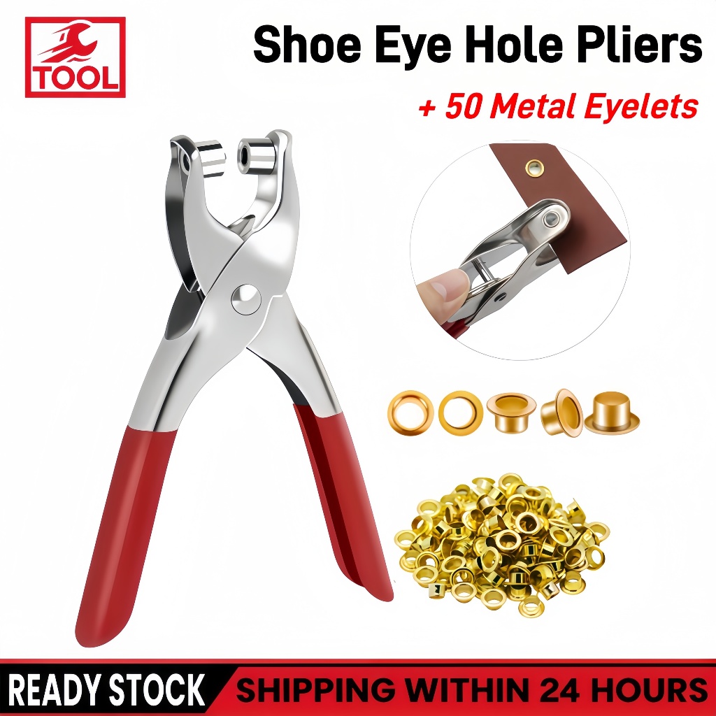 Grommet Eyelet Plier Set with 50 Metal Eyelets and Ergonomic Handle ...