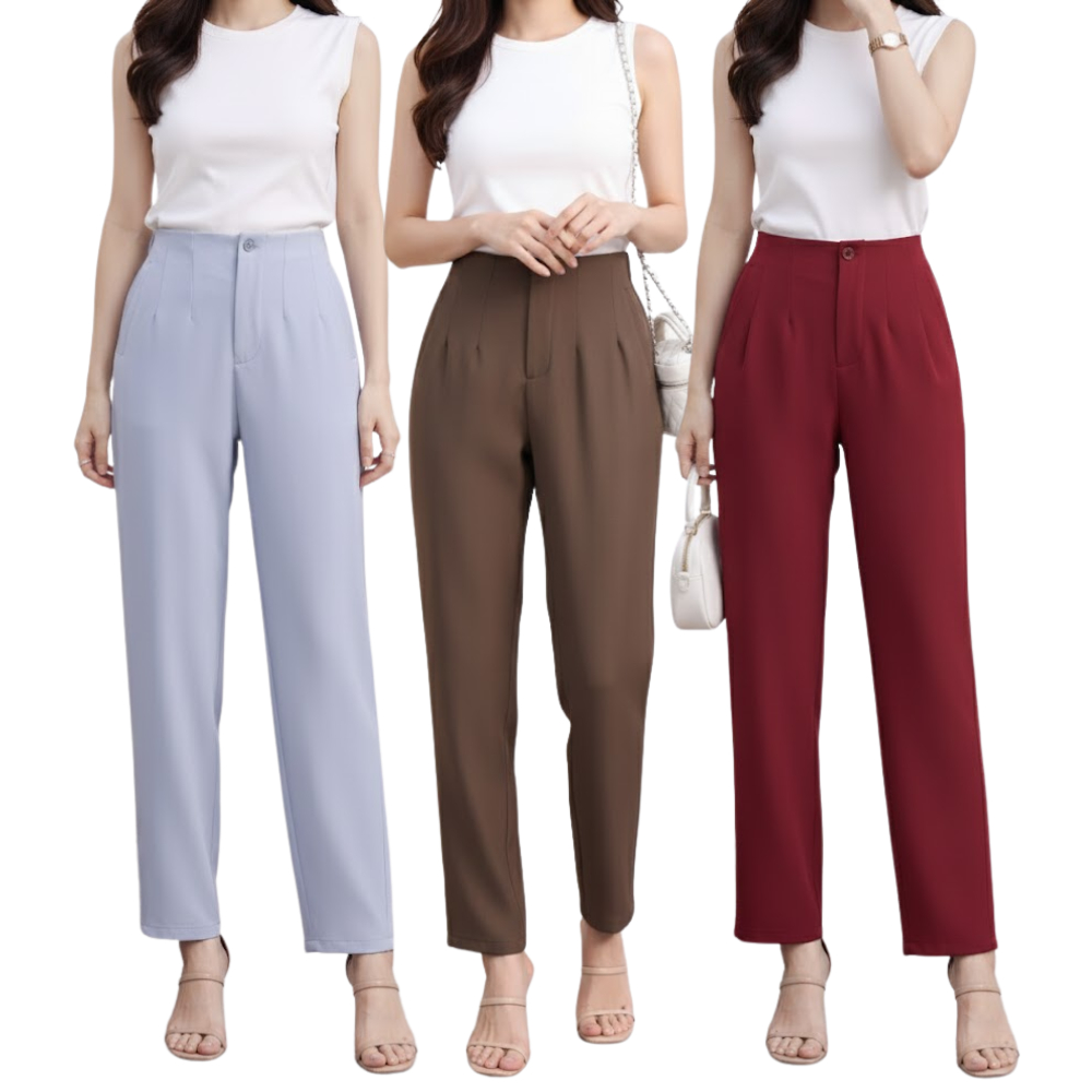 High Waist Slim-Fit Trouser Slacks Pants for Women 26–31 Candy Pants ...