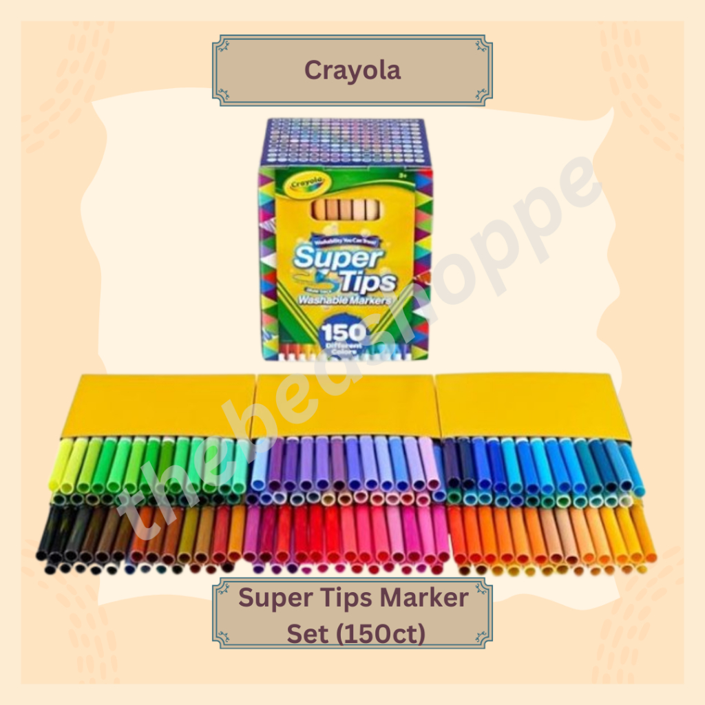 Crayola Super Tips Marker Set (150ct), 2-in-1 Fine Point & Broad Line ...