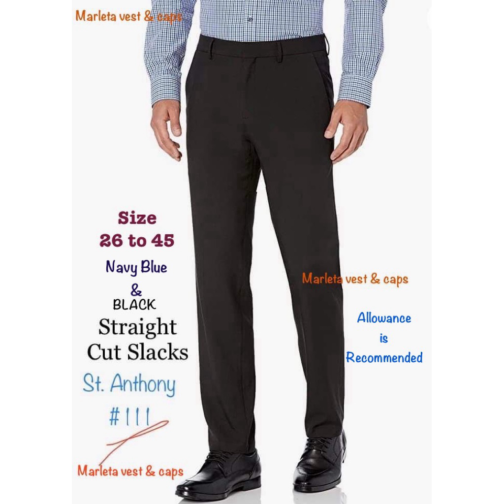 St.Anthony slacks for Men straight cut Big plus sizes #111 Black & Navy ...