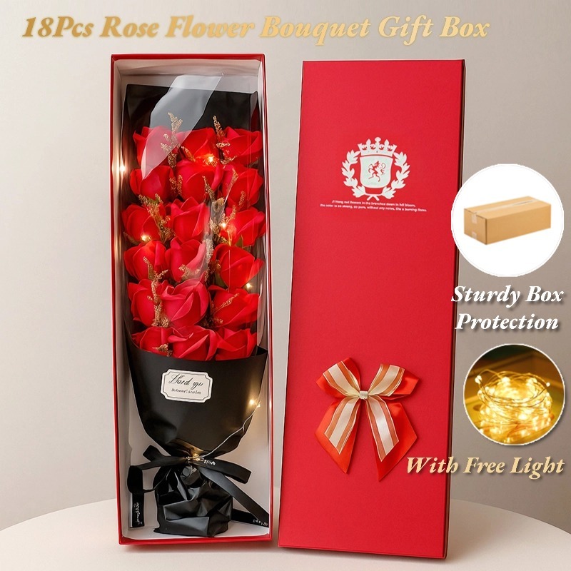 11/18/23 PCS Soap Flower Eternal Roses Flower Bouquet Gift Box ...