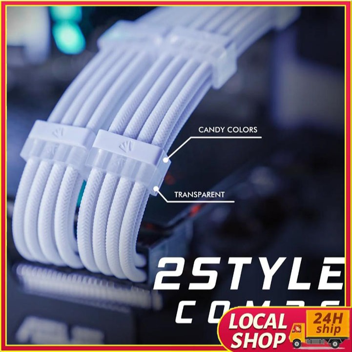 PSU Cable Extension Kit with Cable 24Pin 8Pin(6P+2P) PCI-E/PC Sleeved ...