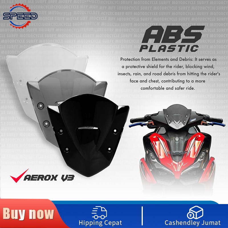 Aerox V3 Windshield Visor Durable ABS Plastic Airflow Design Benefits ...