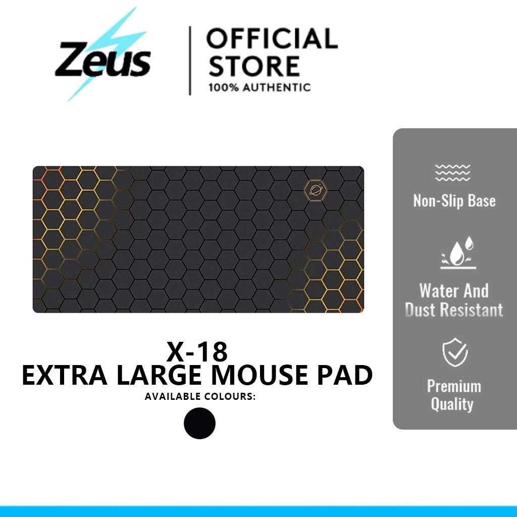 Zeus X-18 Desk Mat Black Gold Honeycomb Technology Extended Gaming ...