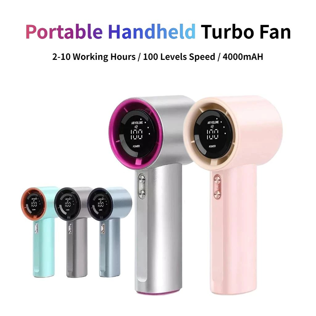 GOOJODOQ Fan 4000 mAh Turbo Mini Fan Rechargeable Handheld Portable ...