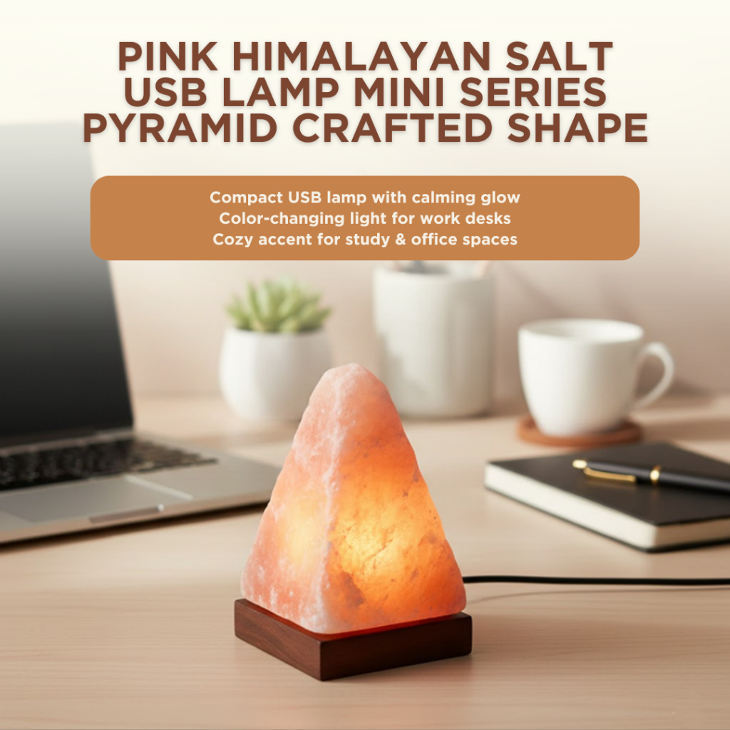 USB Himalayan Pink Salt Lamp Mini (Pyramid Shape) | Color-Changing Desk ...