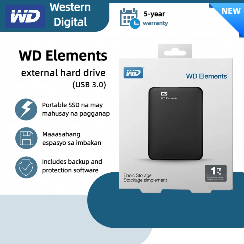WD Elements Portable SSD 1TB 2TB External Hard Drive For Mac and ...