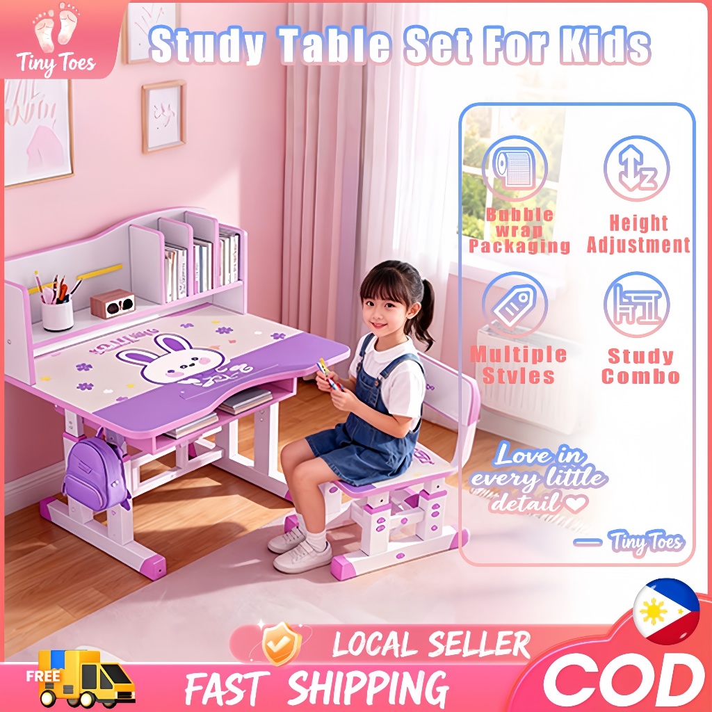 【Tiny Toes】Study Table For Kids Adjustable Height with Chair Study ...