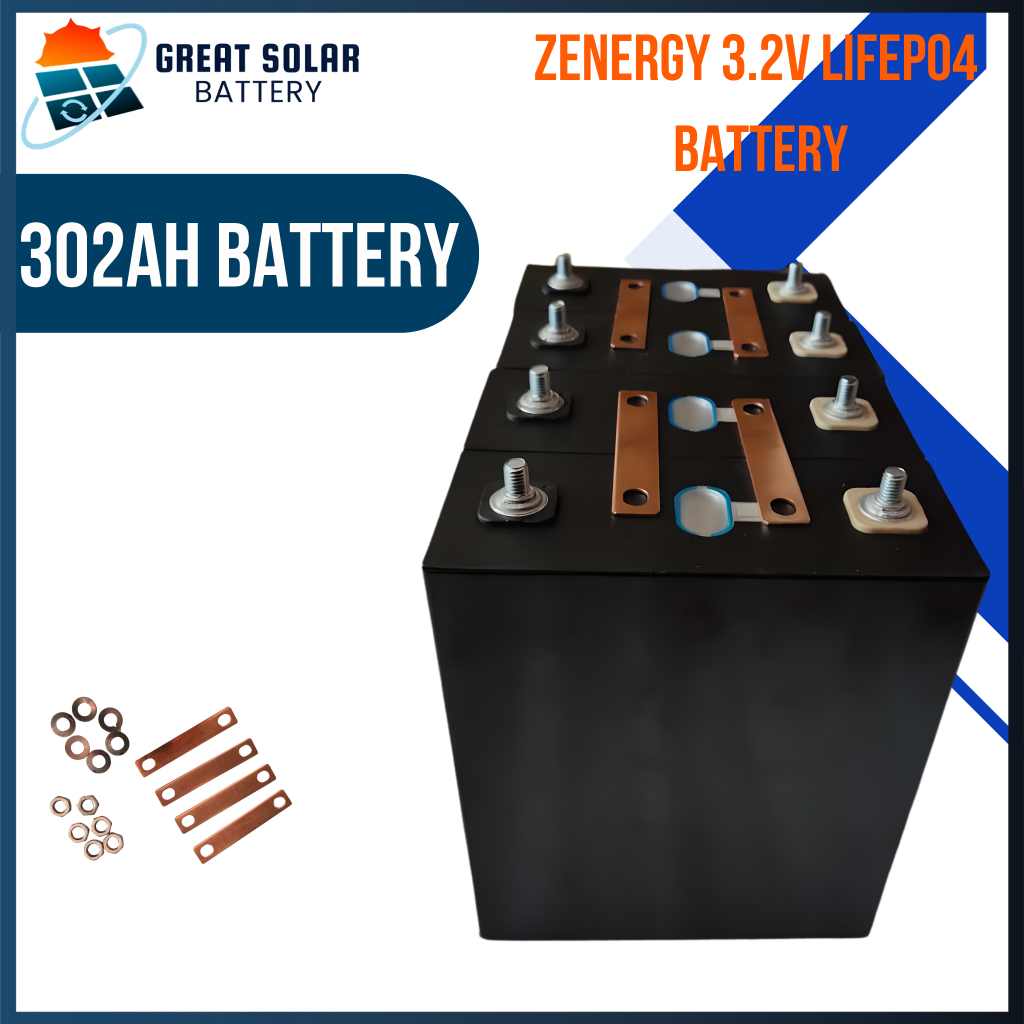 302AH ZENERGY BRANDNEW 3.2v Prismatic Rechargeable LiFePo4 Battery Cell ...
