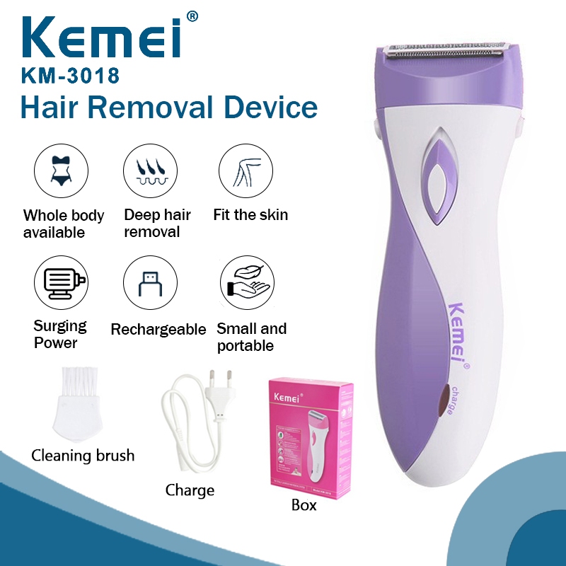 KEMEI Electric Women Epilator KM-3018 Rechargeable Waterproof Hair ...