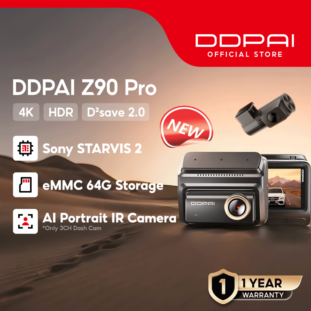 DDPAI Z90 Pro Dual 3-CH 4K+2K+3K Sony Starvis 2 Series Triple HRD Dash ...
