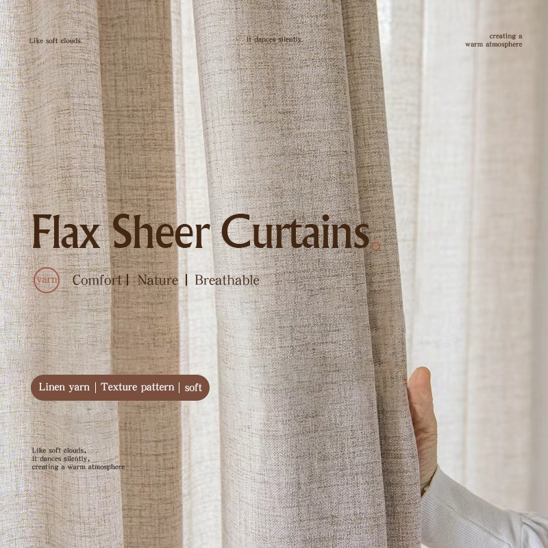 Japanese Linen Aesthetics Elegant Sheer Curtain For Window Transparent ...