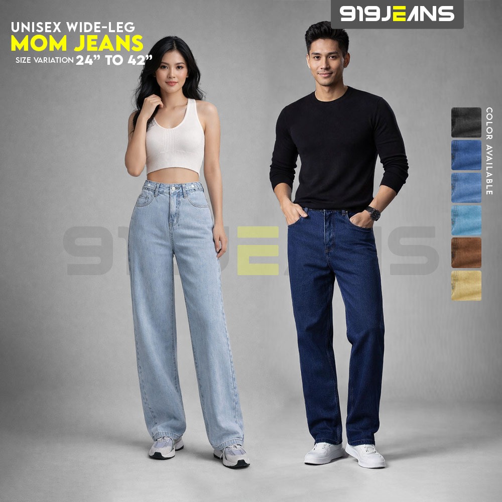 919 JEANS : Korean High Waist Wide Leg Straight Cut Maong Denim Casual ...