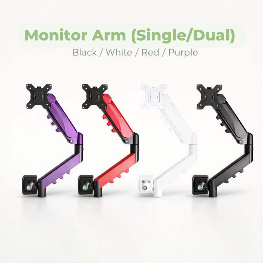 KBSwitches Single Double Monitor Arm – Gas Spring Adjustable Mount for ...