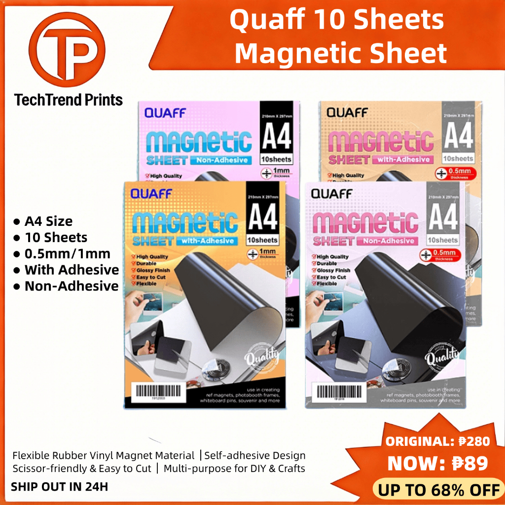 Quaff Magnetic Sheet A4 Size 4r Plain And With Adhesive For Diy Ref ...